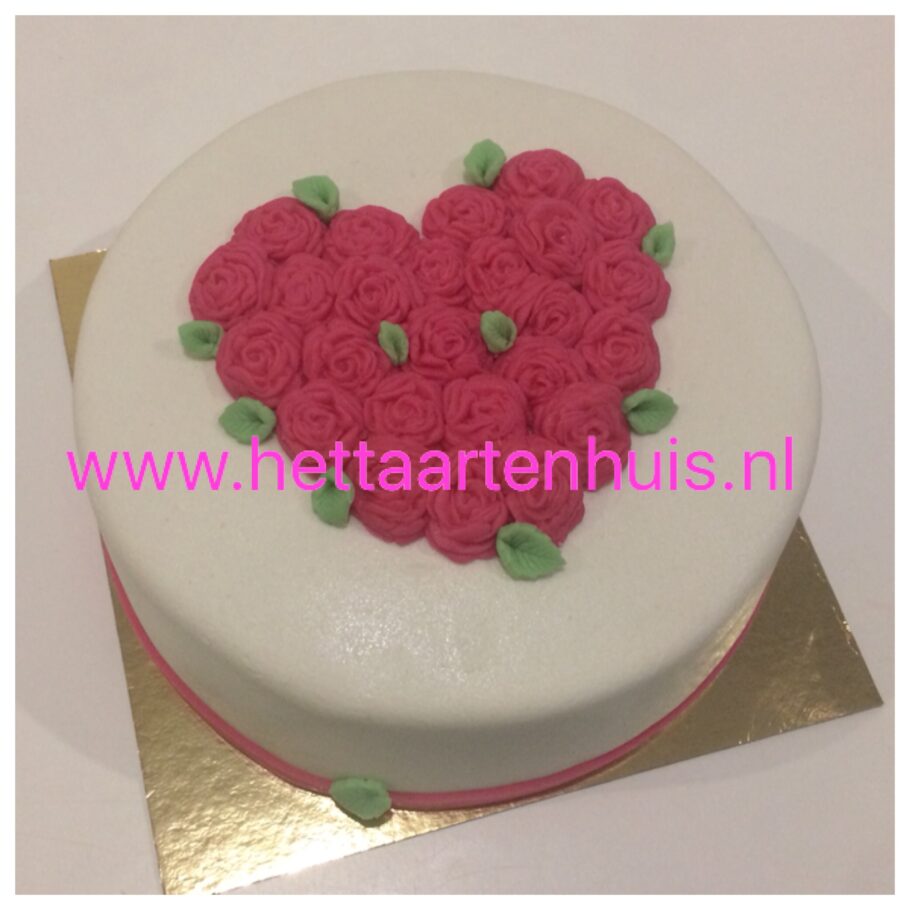 Rozen hart taart - Het Taartenhuis