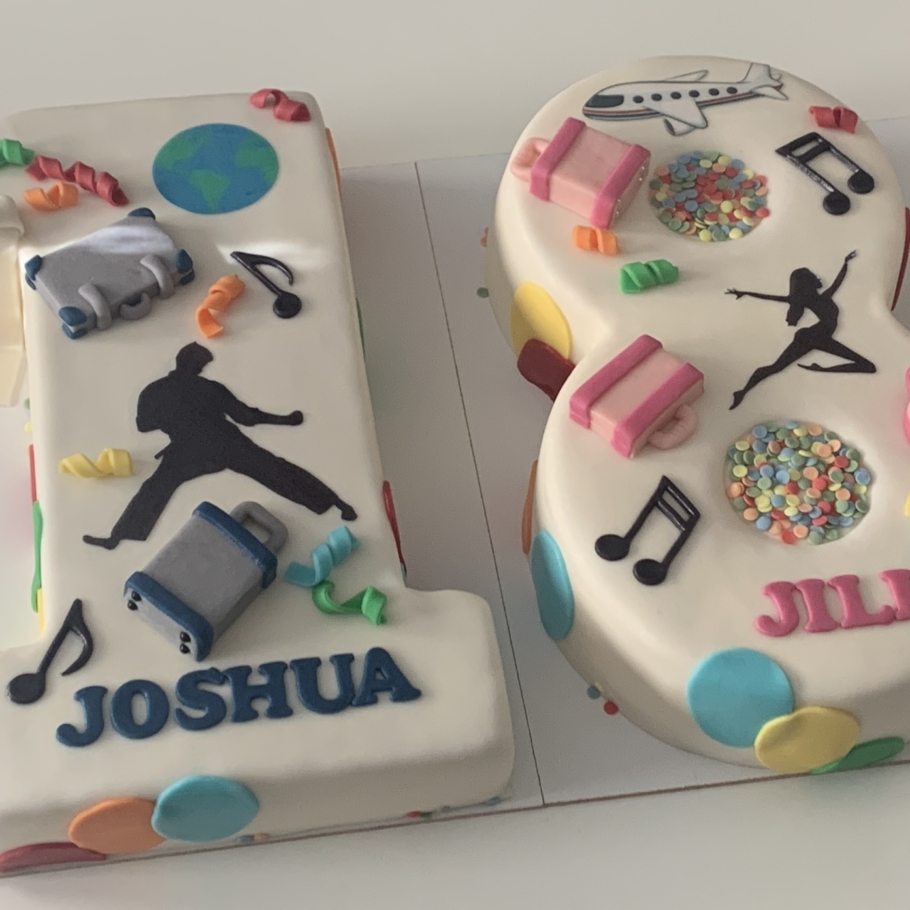 Cijfer taart 18 JOSHUA & JILL - Het Taartenhuis