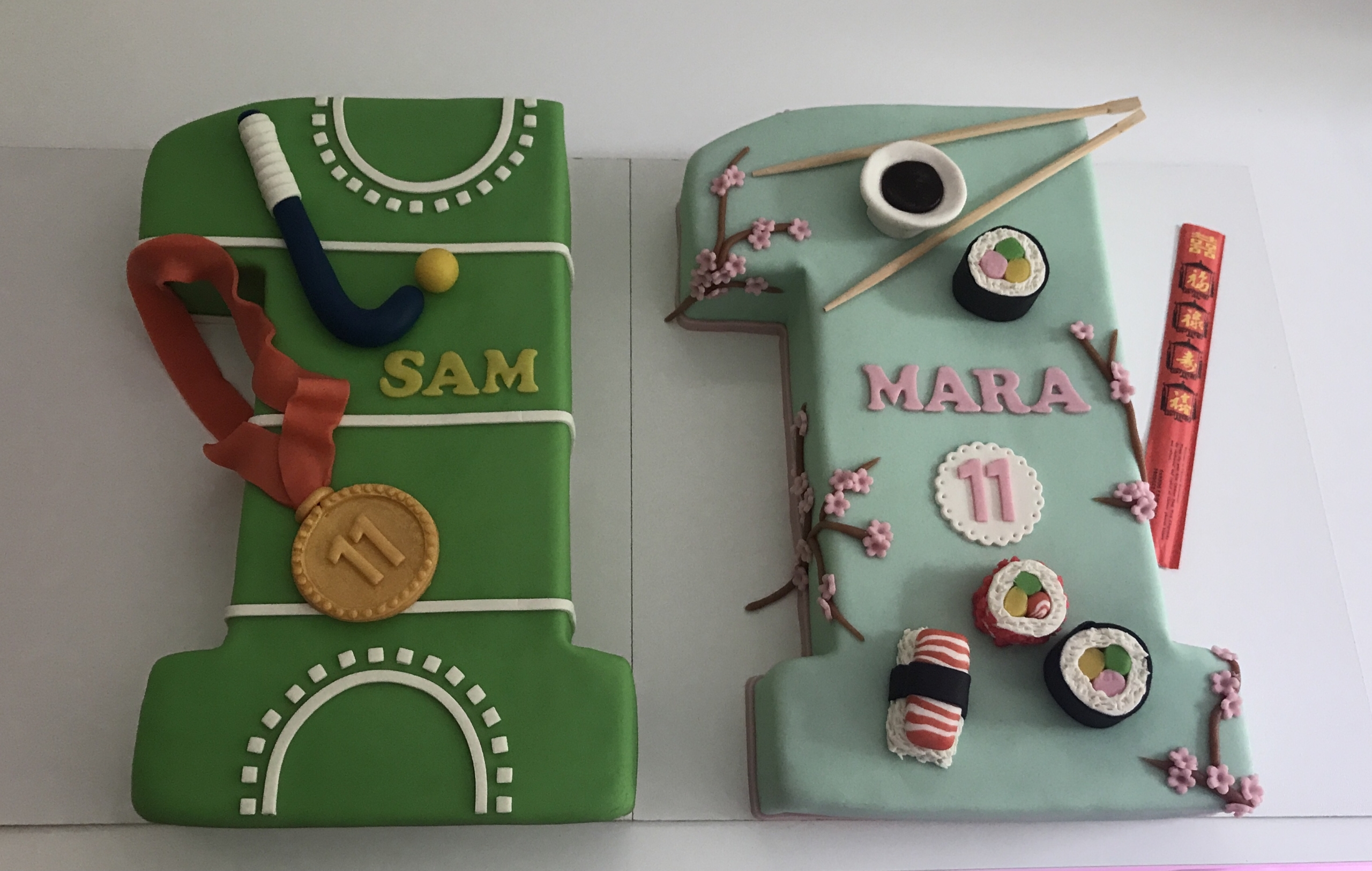 Cijfer taart hockey en cijfer taart Sushi - Het Taartenhuis